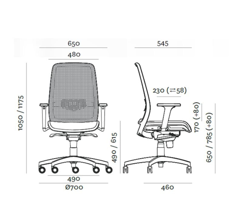 Tullio Office Chair on Wheels | Streamlined Design